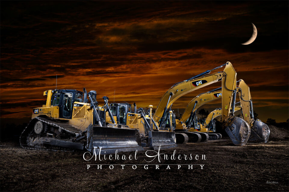 Cool-light-painting-of-two-Caterpillar-bulldozers-and-three-Catapillar ...